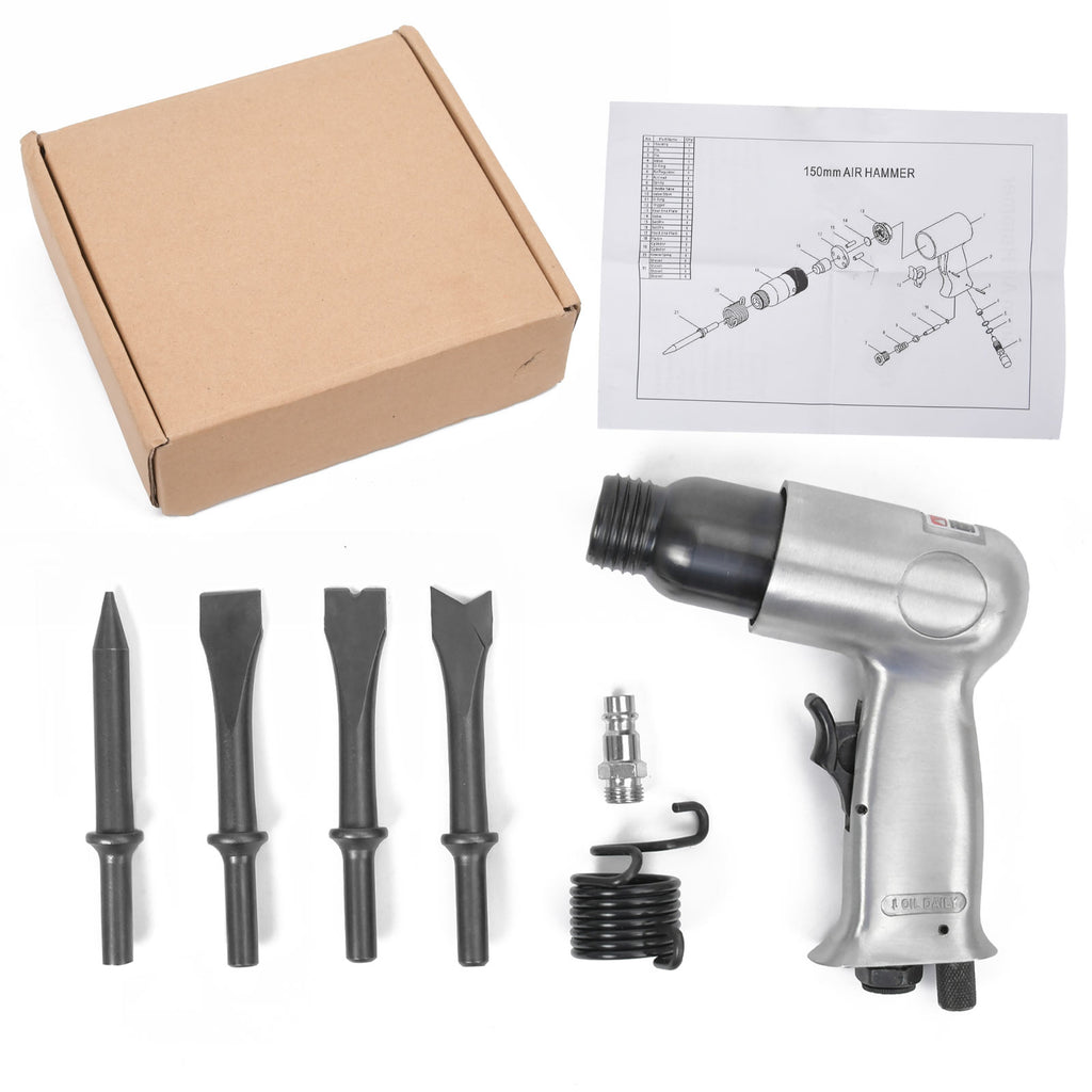 150mm Air Hammer Chisel Plus Chisels Body Panel Work Pneumatic Compres ...