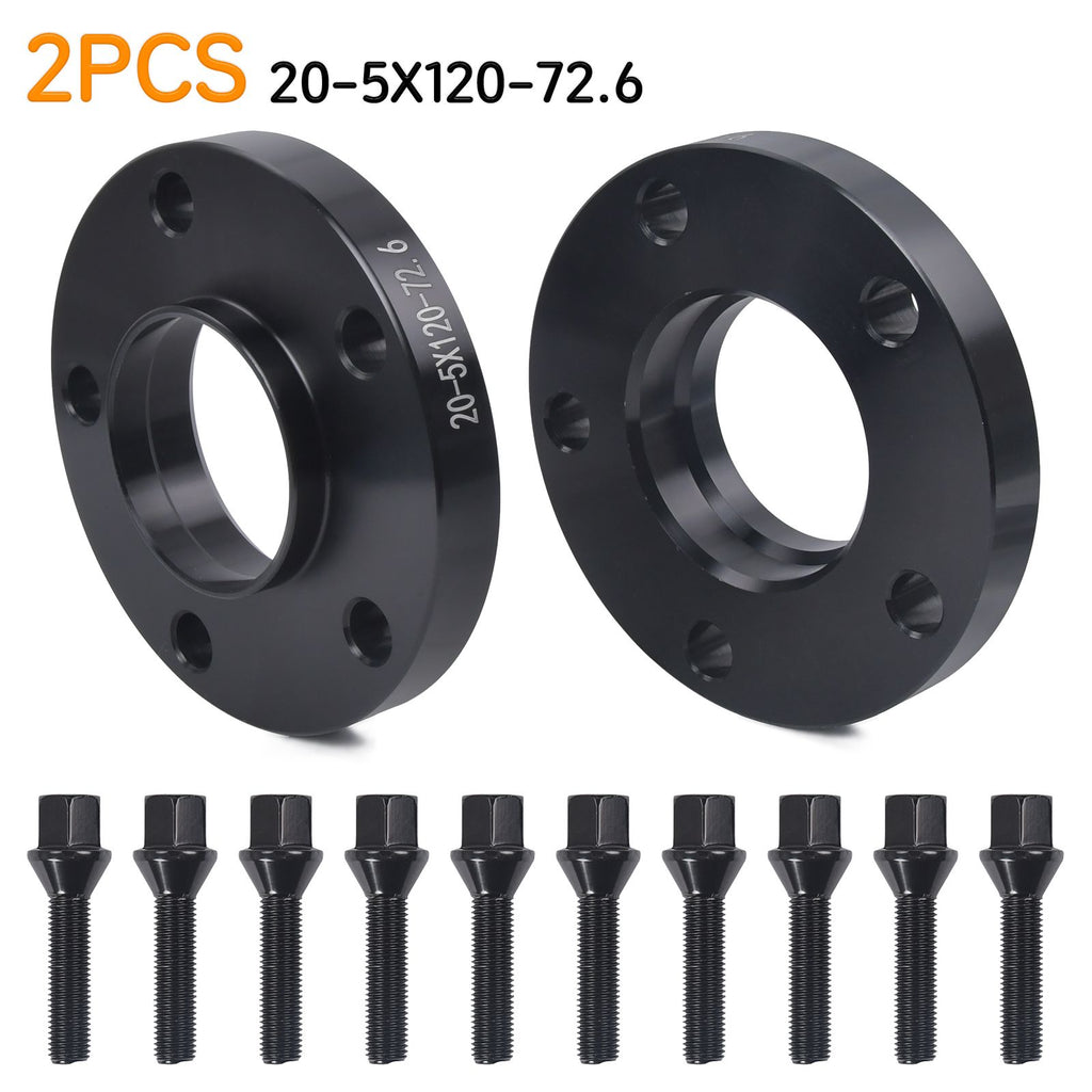 Hubcentric 20mm Black Wheel Spacers & Bolts 5x120 72.6 – majexic.co.uk