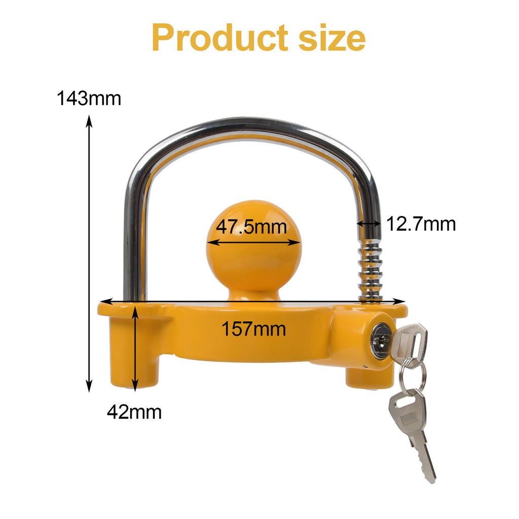 Trailer Hitch Lock 50mm Tow Ball Towing Bar Security Coupling Adjustab ...