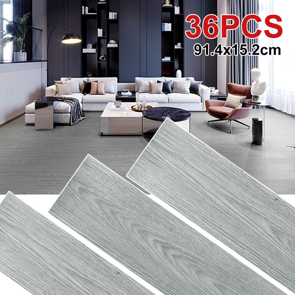 5m² Floor Planks Tiles Self Adhesive Wood Effect Vinyl Flooring Kitche ...